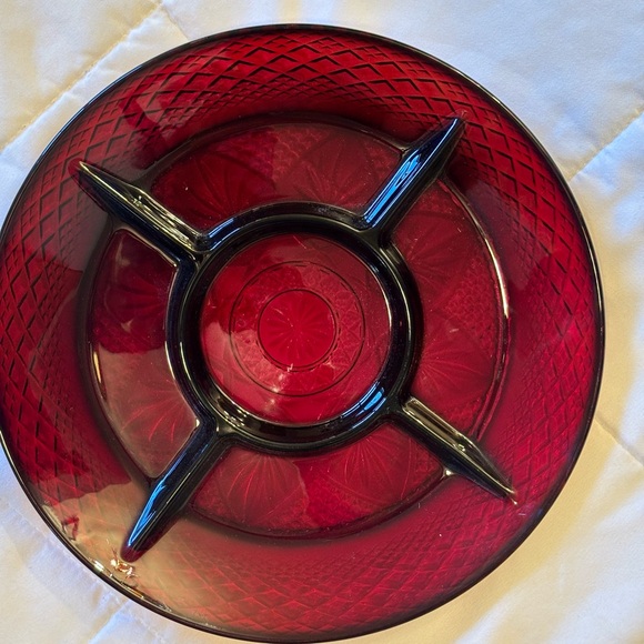 Anchor Hocking | Accents | Vintage Ruby Red Divided Relish Fruit ...